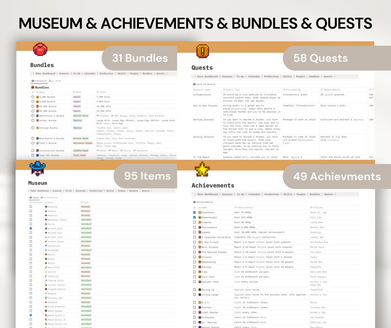 Custom Stardew Valley Notion Planner Bundle With 12 Databases - Etsy