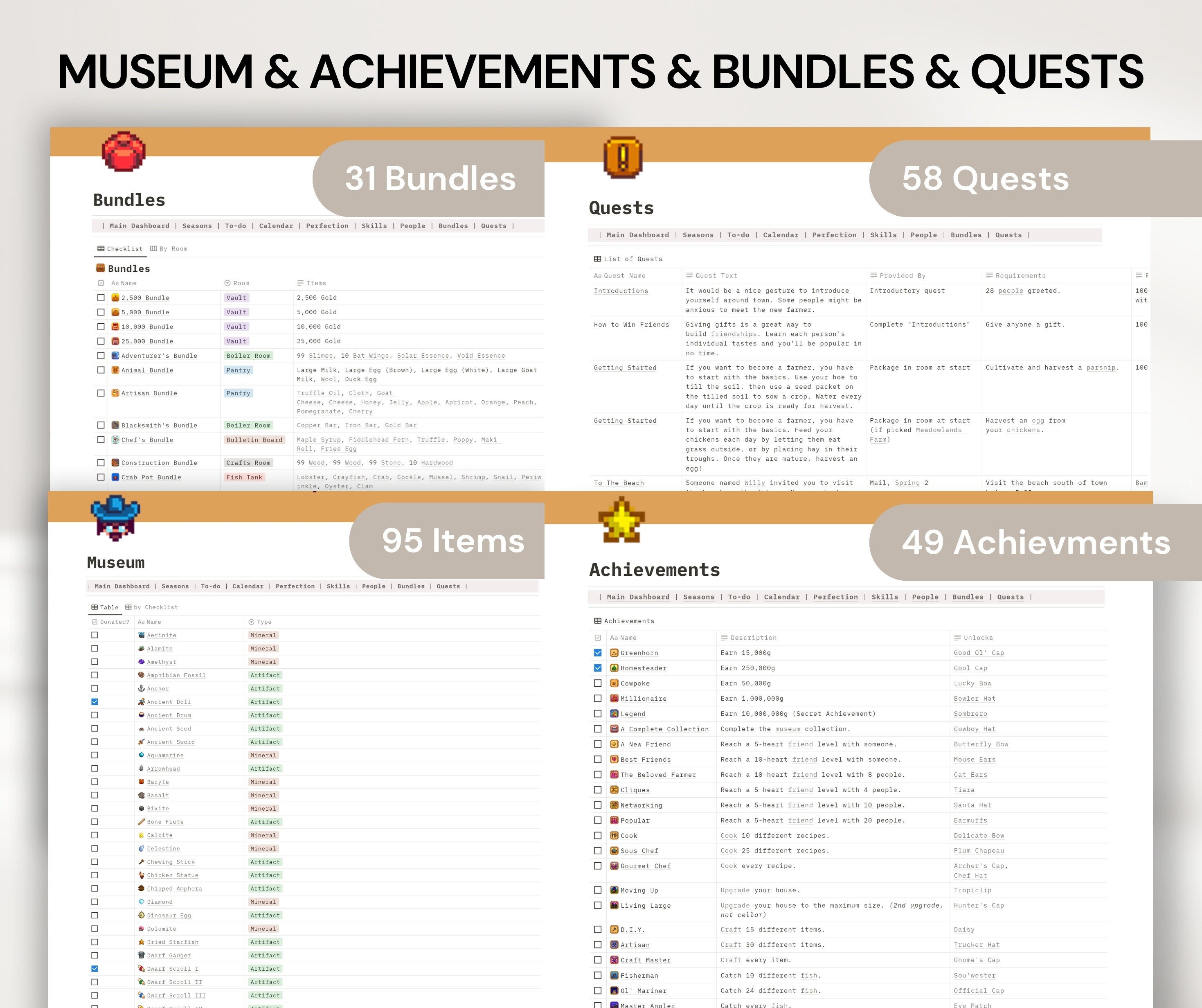 Custom Stardew Valley Notion Planner Bundle With 12 Databases - Etsy