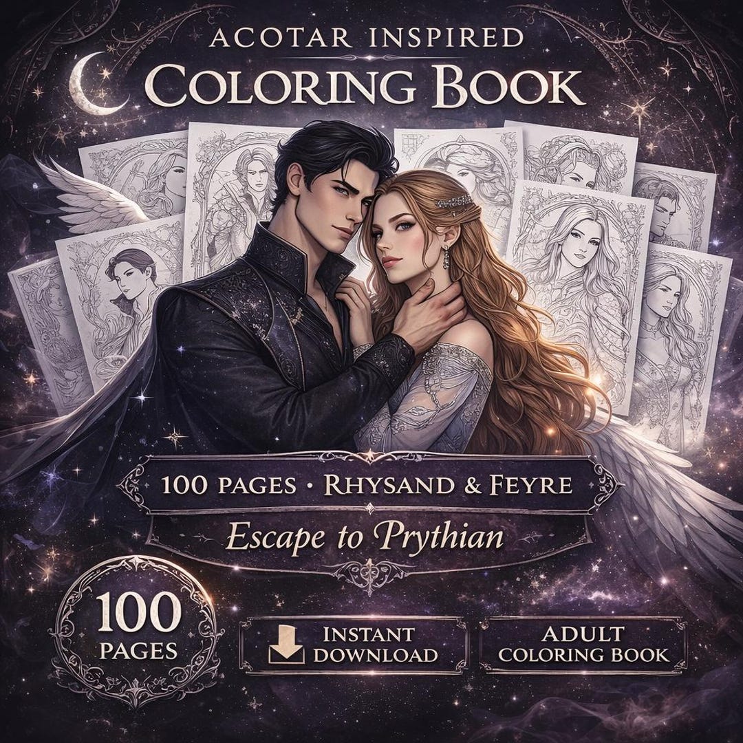 ACOTAR Inspired Coloring Book: 100 Pages, Rhysand Feyre (digital ...