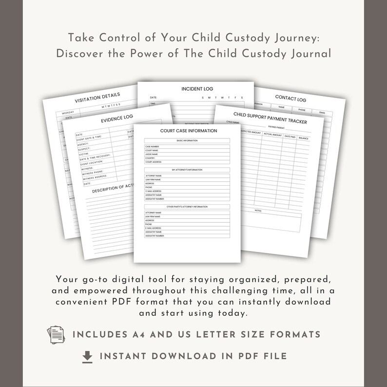 Child Custody Journal: 50+ Page Co-parenting Planner (PDF) - Etsy