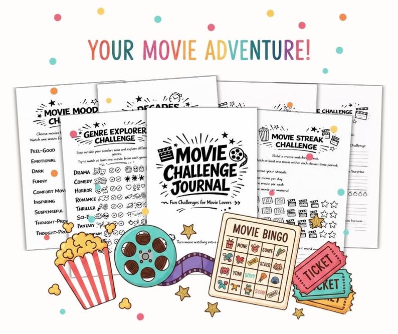 Movie Challenge Journal | 100 Films, Bingo, Genre Game (digital ...
