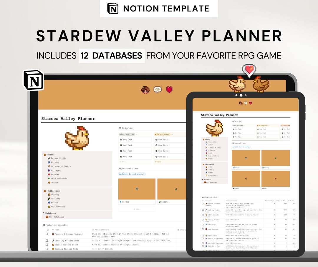 Custom Stardew Valley Notion Planner Bundle With 12 Databases - Etsy