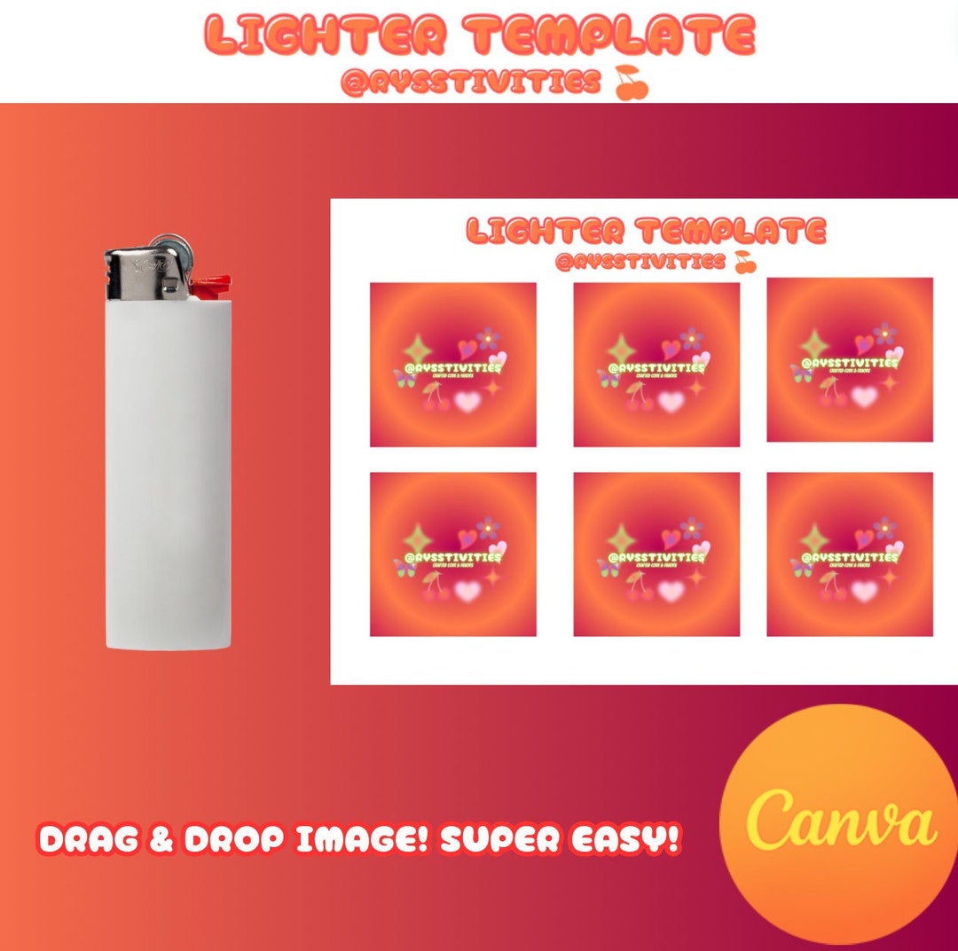 Lighter Label Template, Lighter Wrapper Template, Sublimation Template ...