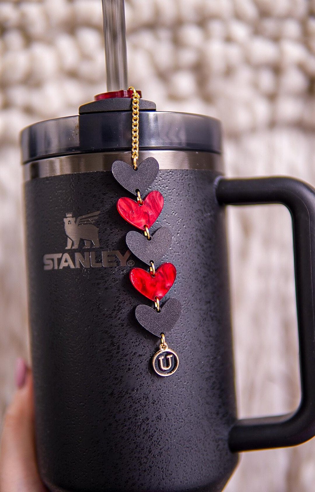 Black and Red Stacked Hearts Valentine's Day Stanley Charm, Stanley ...