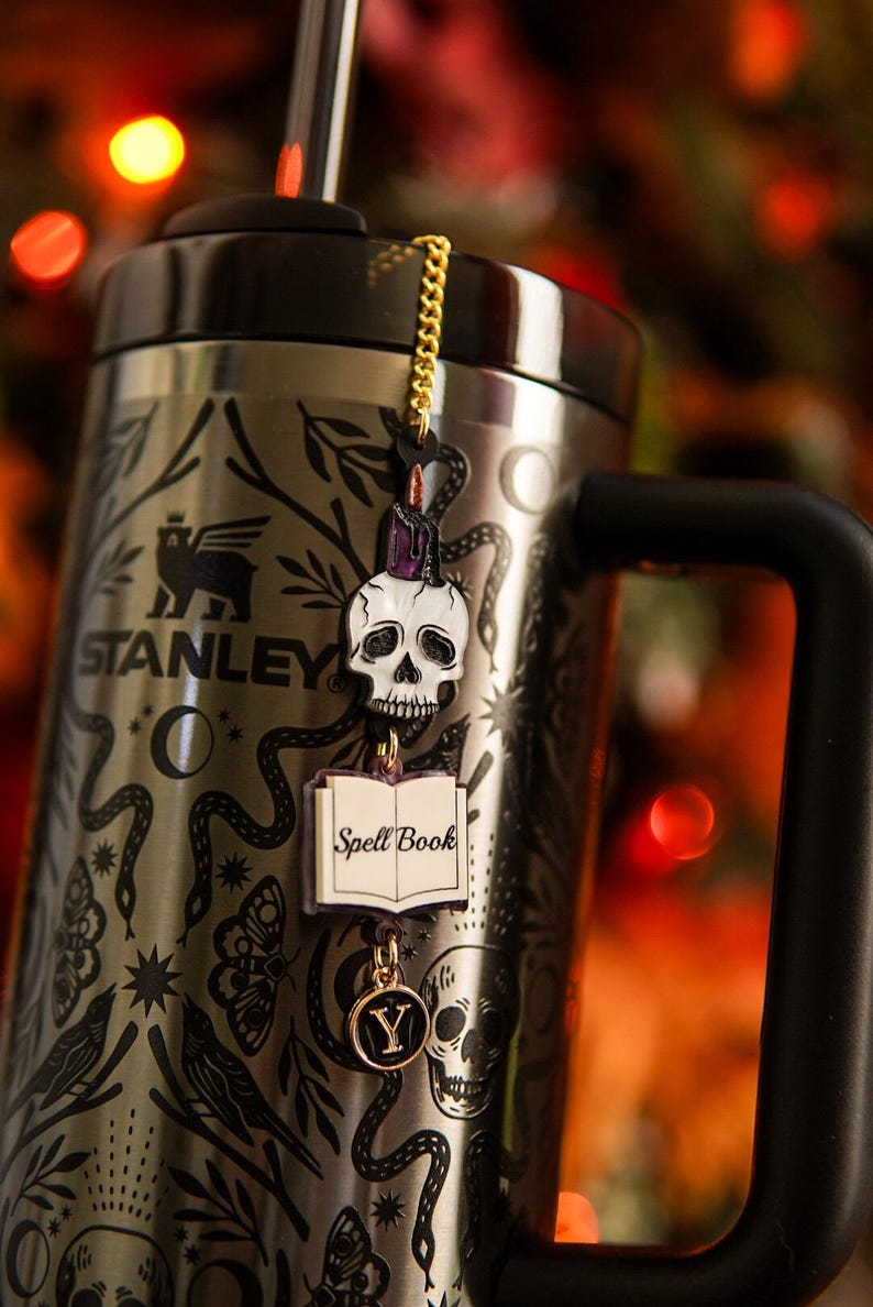 Gothic Skull & Spell Book Stanley Charm: Tumbler Accessory - Etsy