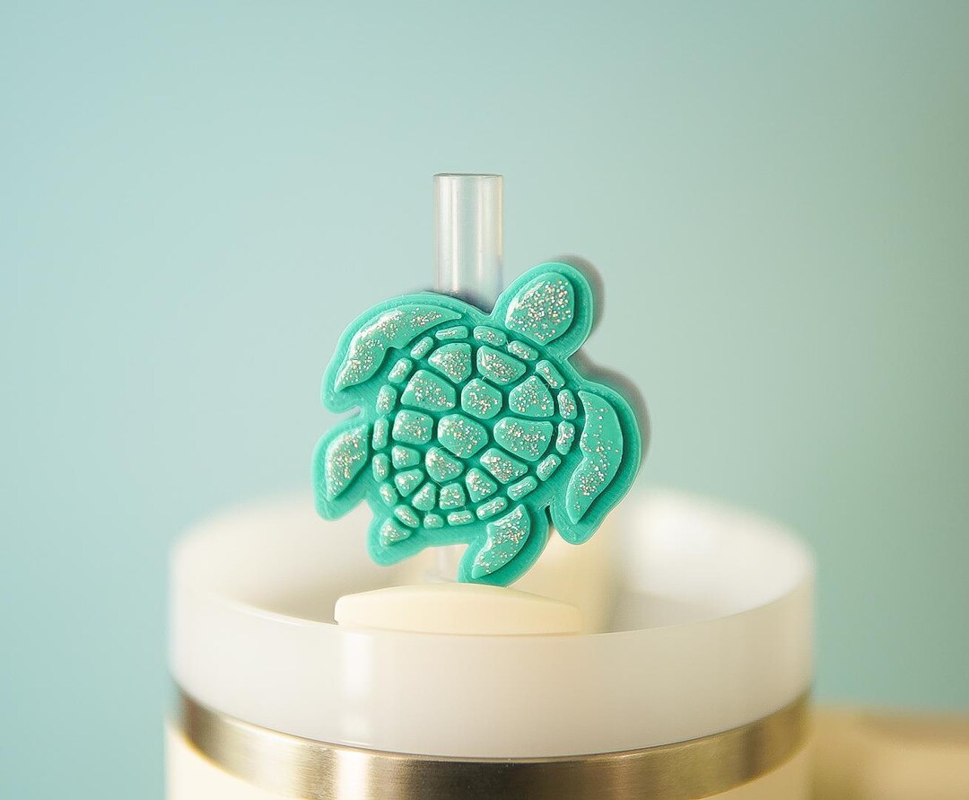 3D Printed Glitter Turtle Straw Topper: Stanley Cup Accessory - Etsy
