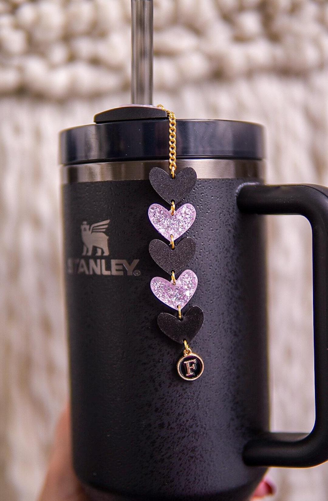 Goth Stacked Hearts Valentine's Day Stanley Charm, Stanley Straw Topper ...