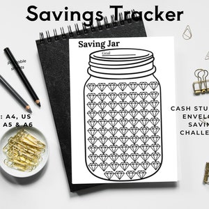Printable Savings Fund Tracker, Diamonds in a Jar Design, for Emergency ...