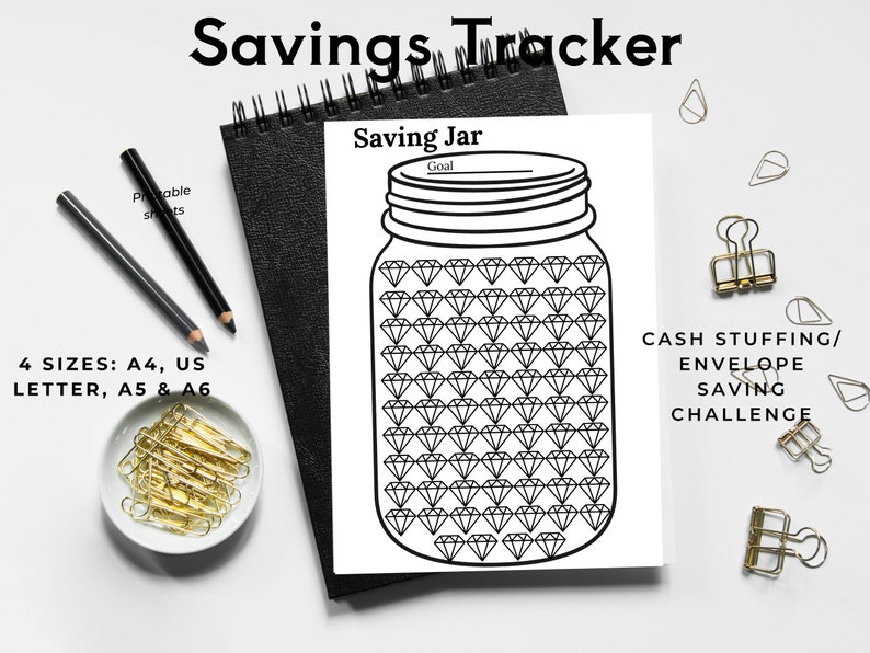 Printable Savings Fund Tracker, Diamonds in a Jar Design, for Emergency ...