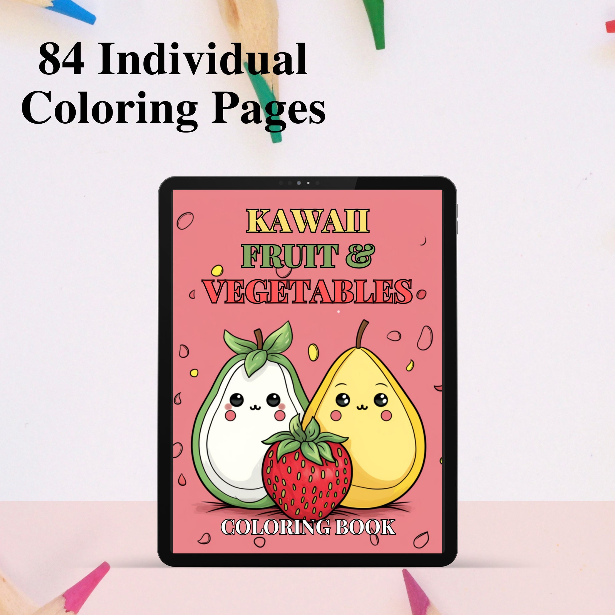 Kawaii Cute Fruit & Vegetable Coloring Book: Deliciously Cute Fruit and ...