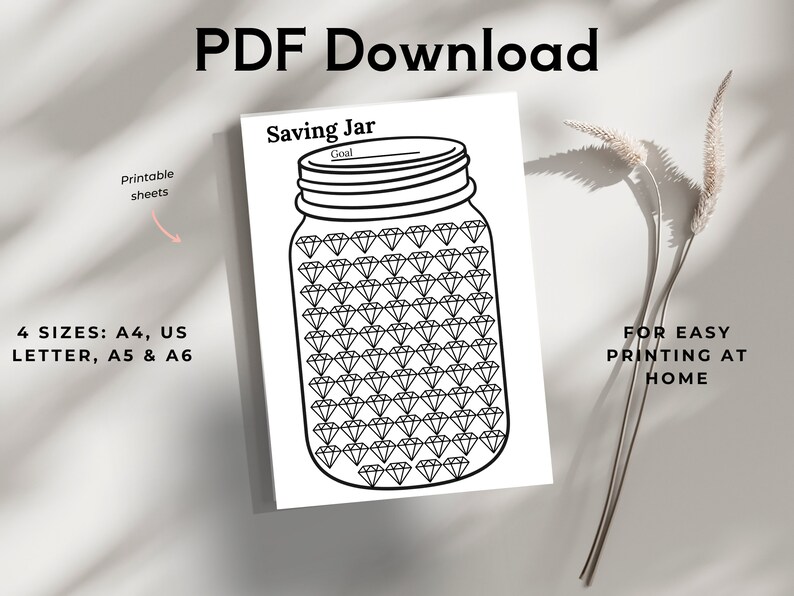 Printable Savings Fund Tracker, Diamonds in a Jar Design, for Emergency ...