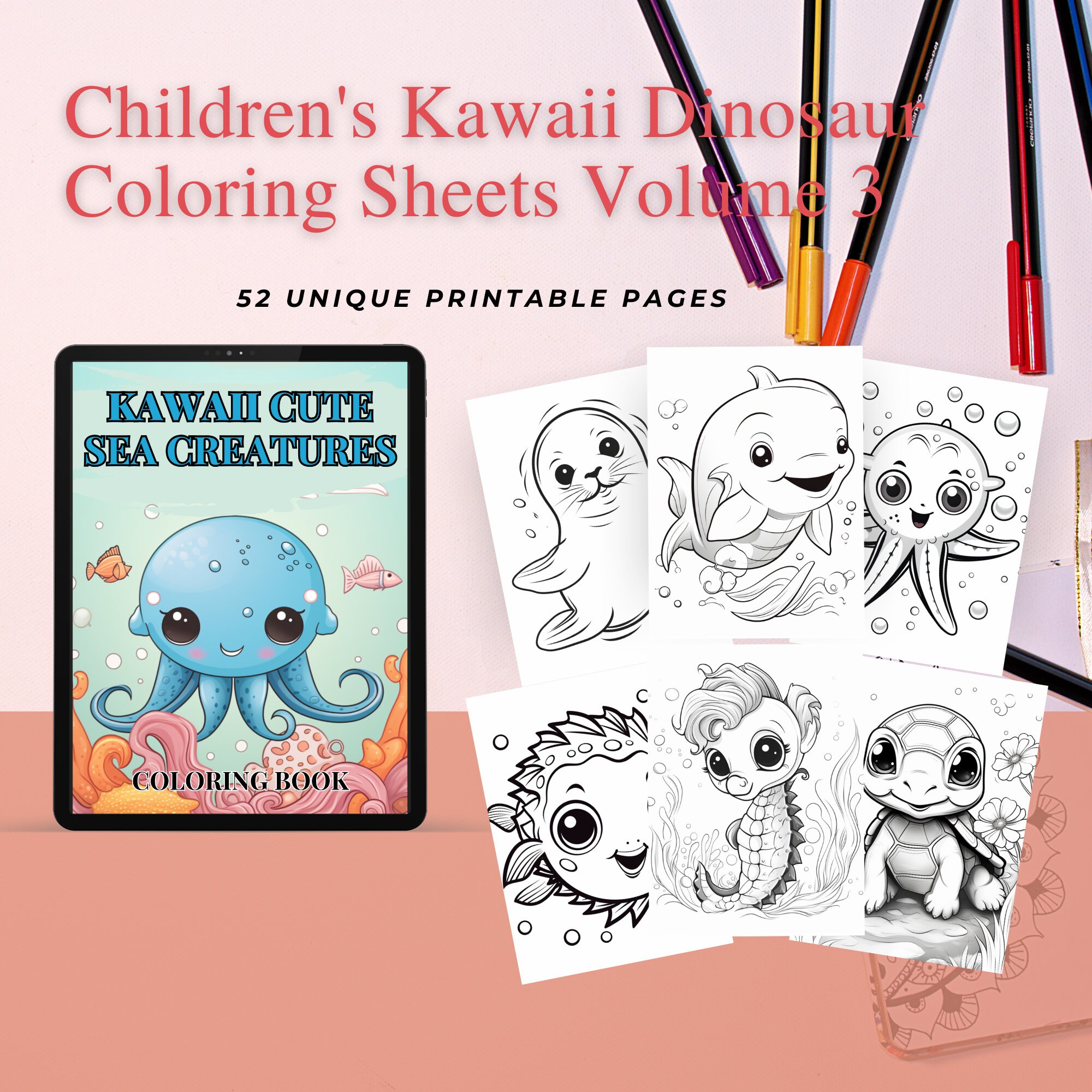 Kawaii Under the Sea Journey: Cute Children's Coloring Book Pages ...