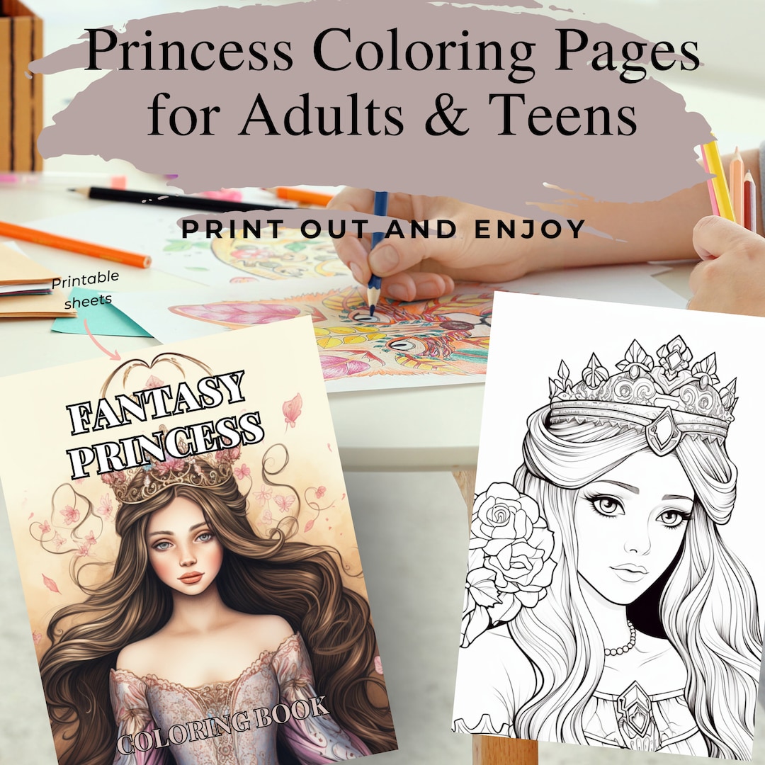 Fantasy Princess Coloring Book Pages: Ultimate Adults/teens With 50 ...