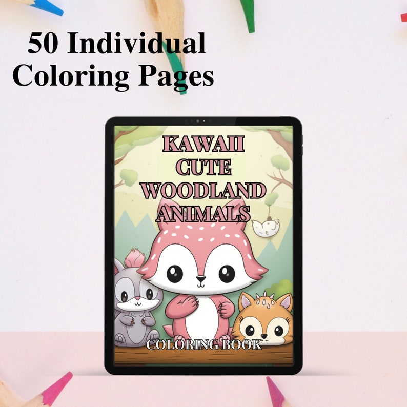 Kawaii Woodland Creatures Coloring Book Pages: 50 Unique Cute Designs ...