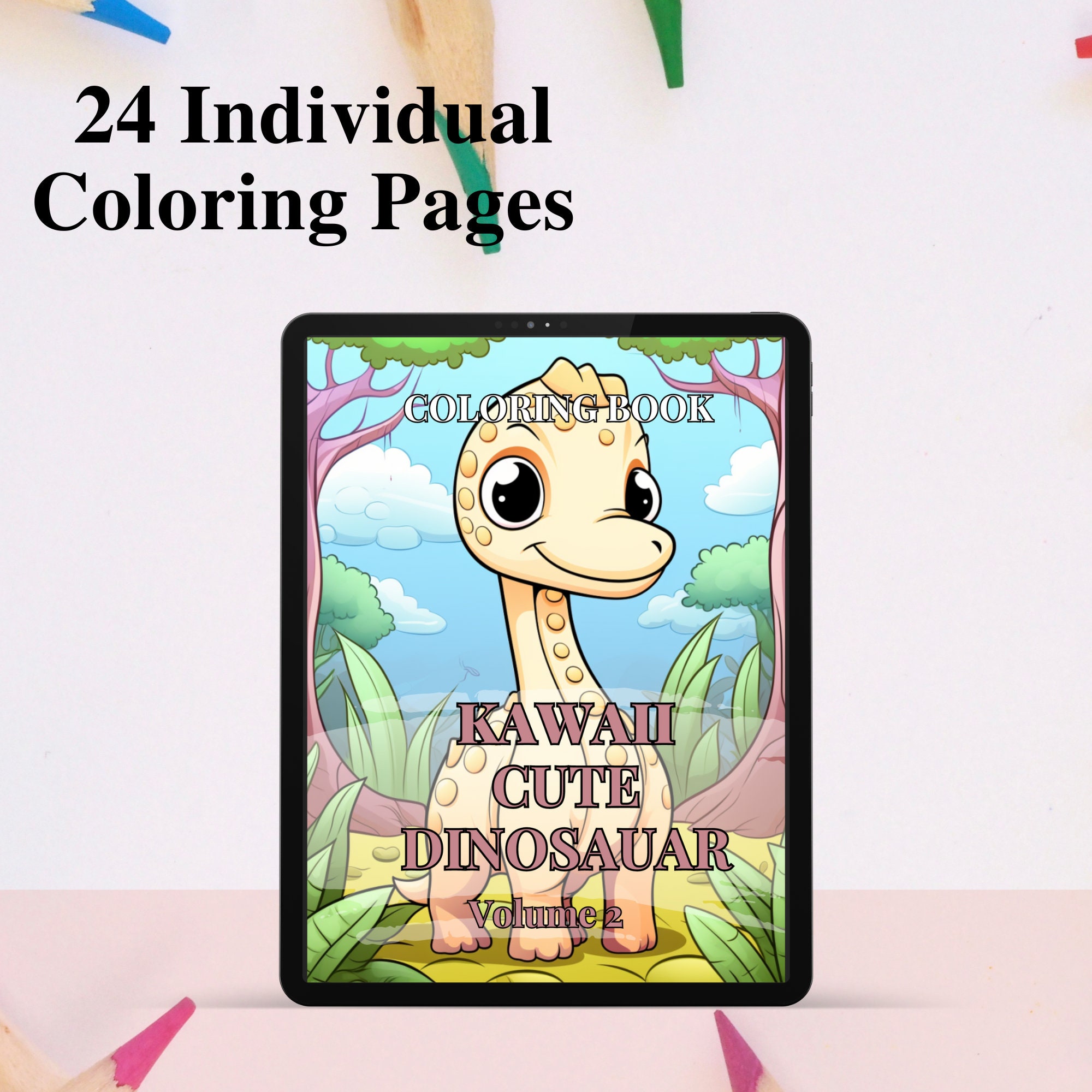 Kawaii Cute Dinosaur Children's Coloring Book Pages Volume 2 Immersive ...
