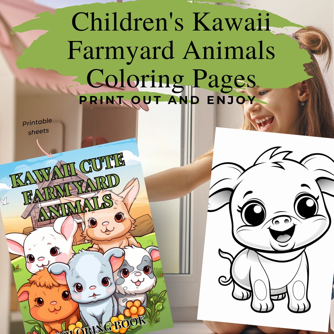 Kawaii Cute Farm Yard Animals: Delightful Children's Coloring Book ...