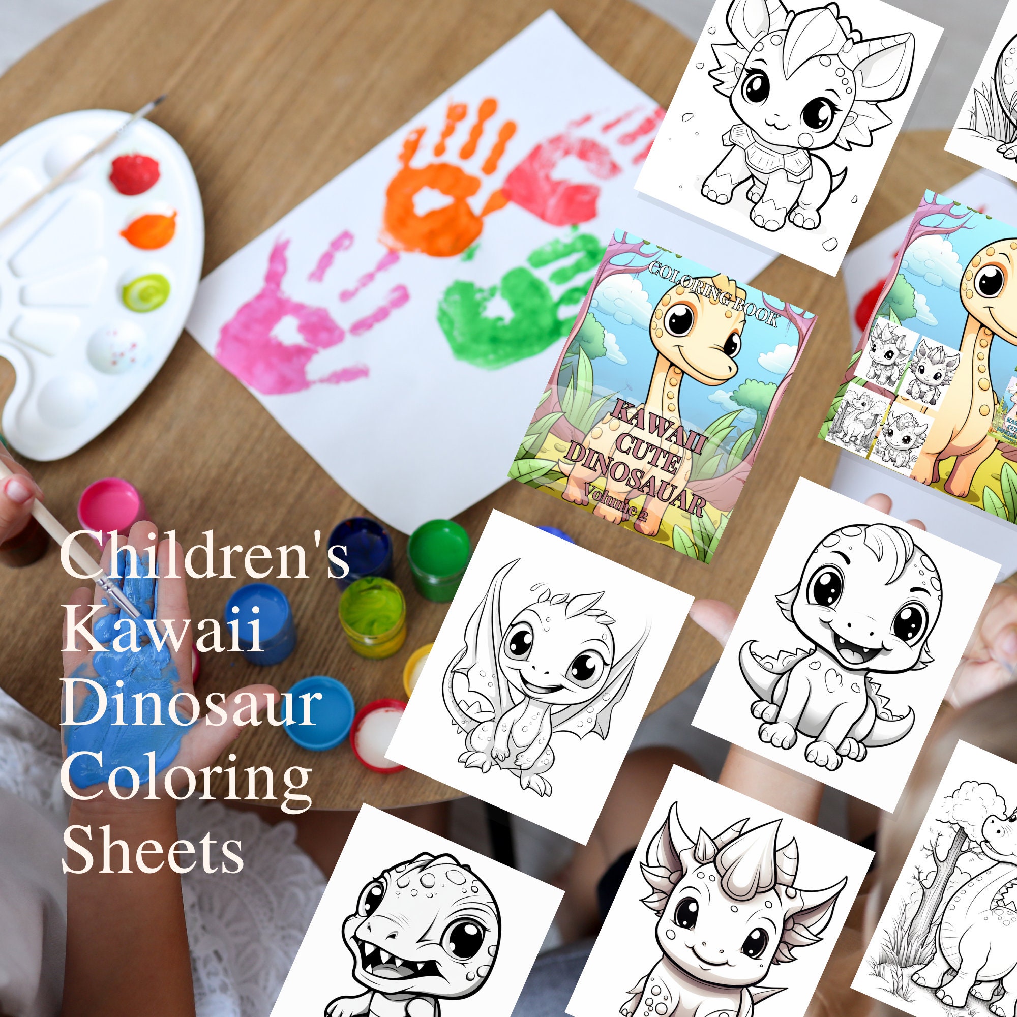Kawaii Cute Dinosaur Children's Coloring Book Pages Volume 2 Immersive ...