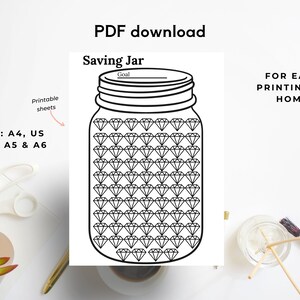 Printable Savings Fund Tracker, Diamonds in a Jar Design, for Emergency ...