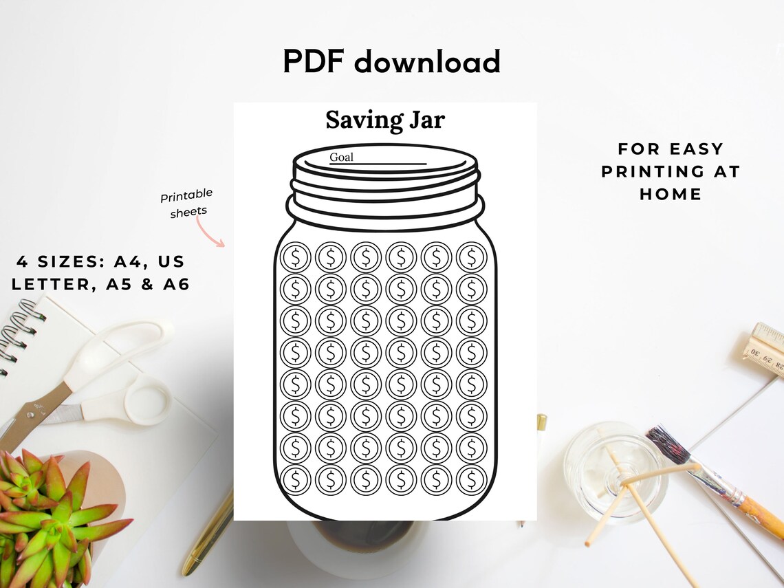 Printable Savings Fund Tracker, Coins in a Jar Design, for Emergency ...