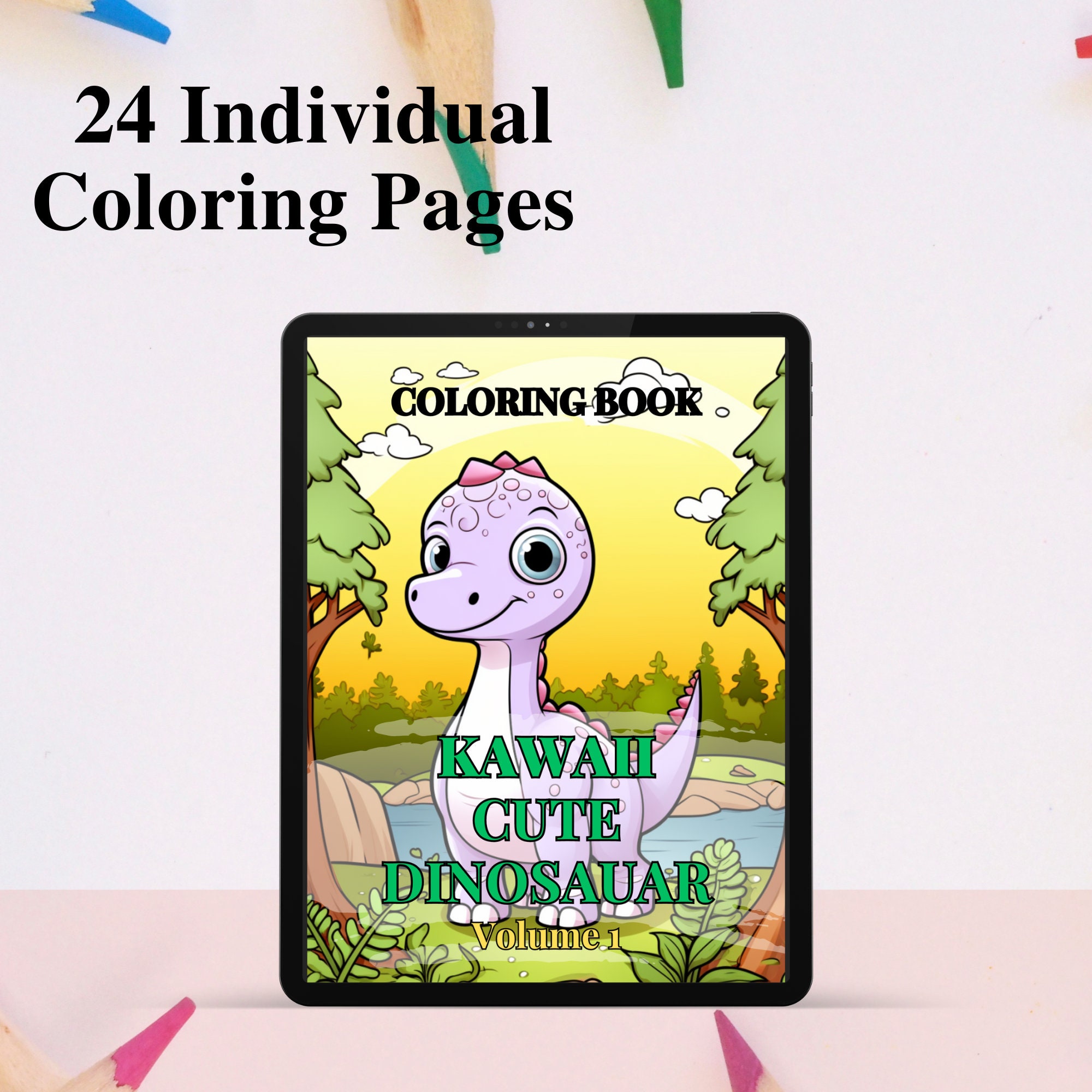 Kawaii Cute Dinosaur Children's Coloring Book Pages Volume 1 Immersive ...