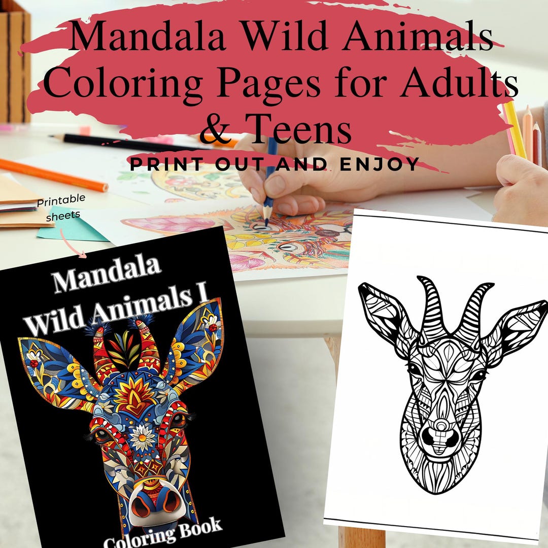Wild Animal Mandala Coloring Book for Adults: Stress-relieving ...