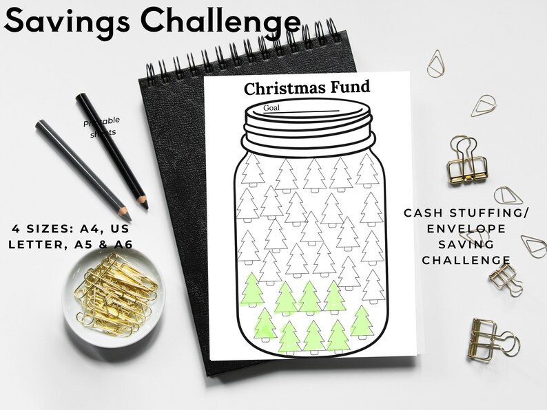 Printable Savings Fund Tracker, Christmas Tree Jar Design, for ...