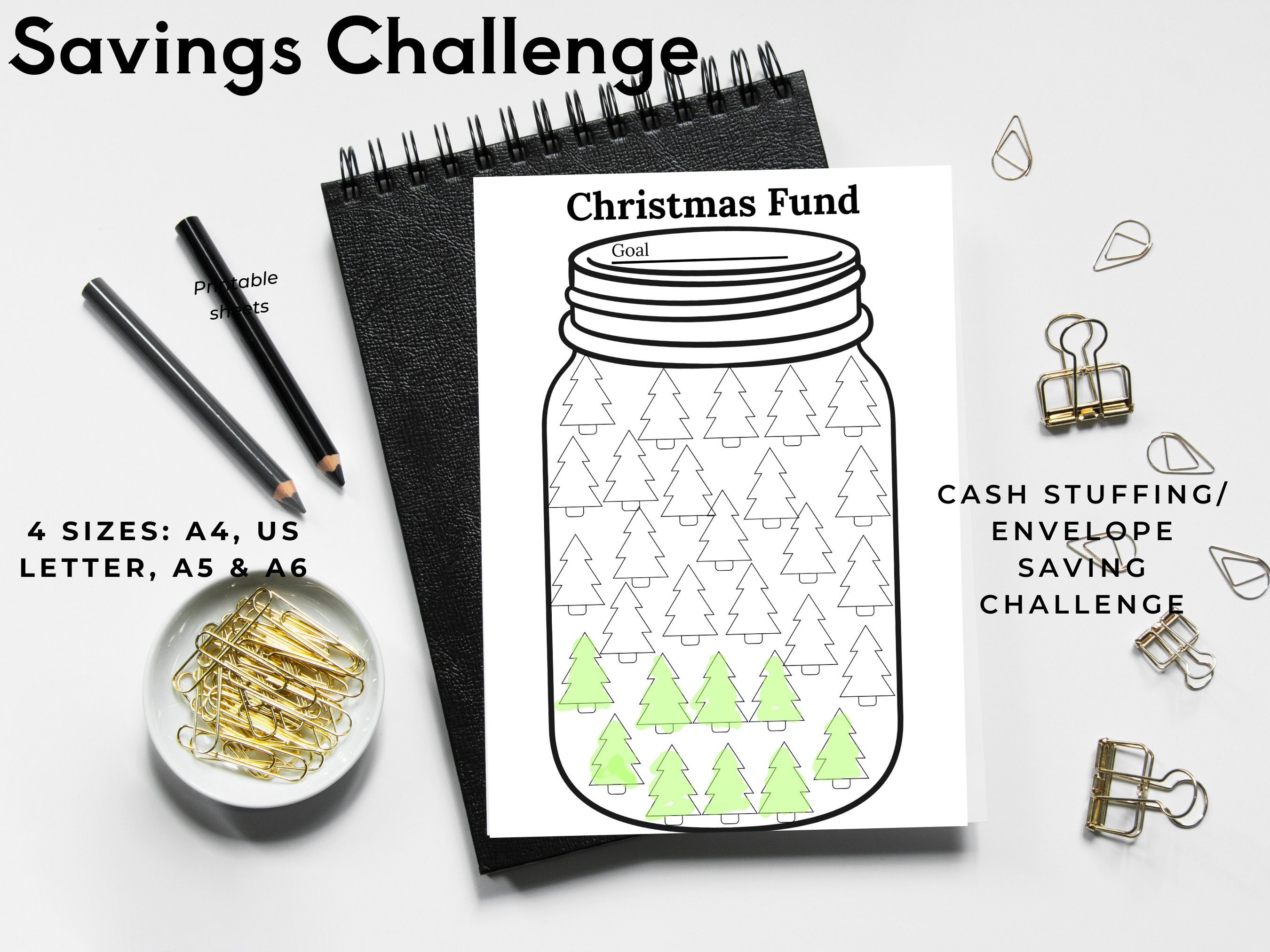 Printable Savings Fund Tracker, Christmas Tree Jar Design, for ...
