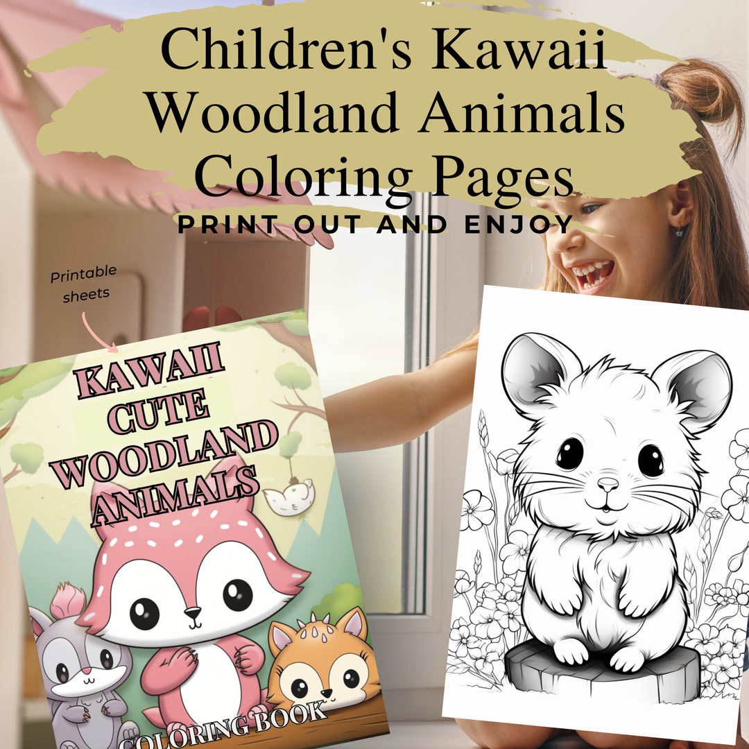 Kawaii Woodland Creatures Coloring Book Pages: 50 Unique Cute Designs ...