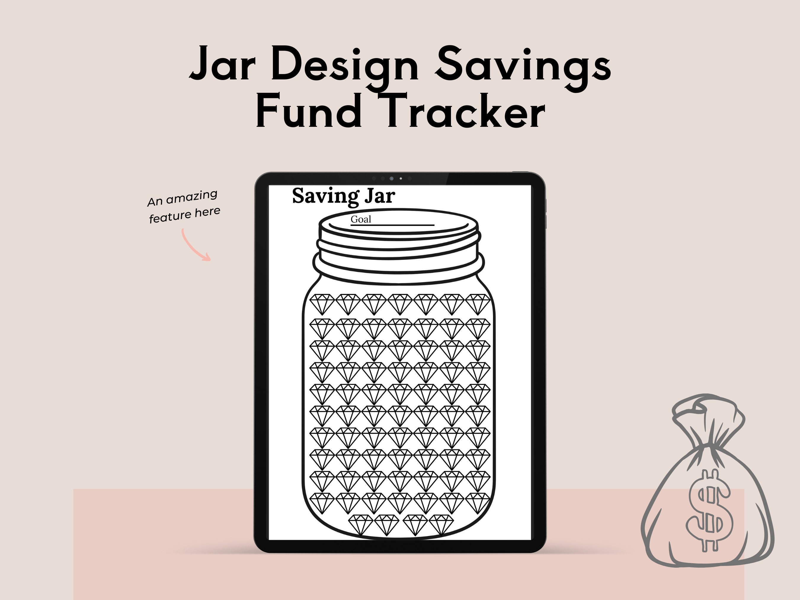 Printable Savings Fund Tracker, Diamonds in a Jar Design, for Emergency ...