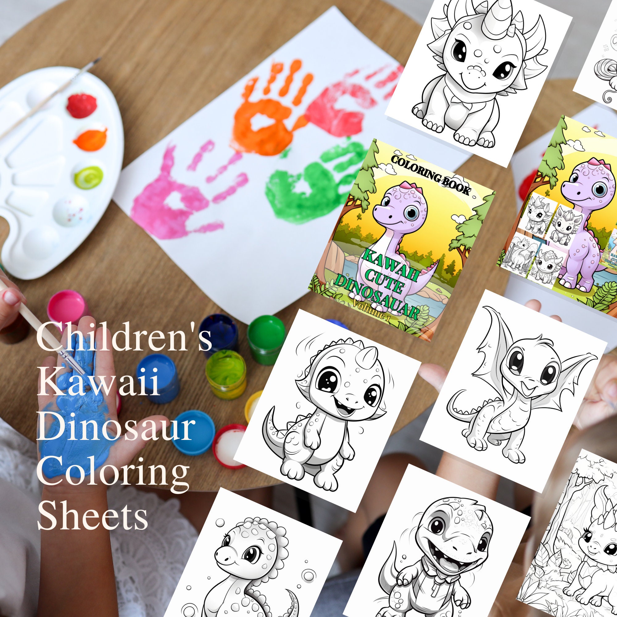 Kawaii Cute Dinosaur Children's Coloring Book Pages Volume 1 Immersive ...
