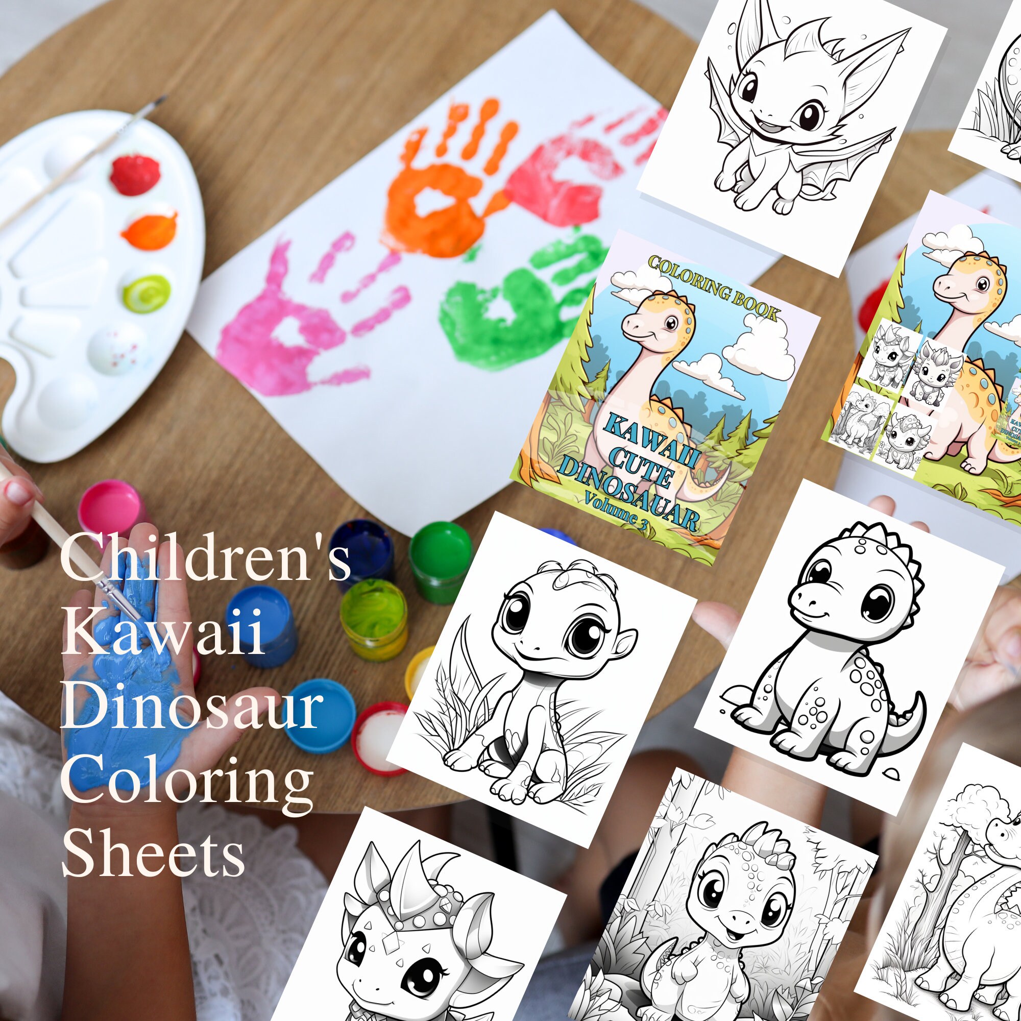 Kawaii Cute Dinosaur Children's Coloring Book Pages Volume 3– Immersive ...