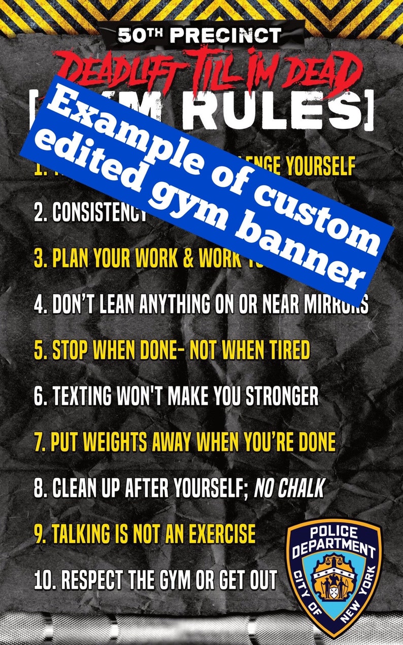GYM BANNER: Gym Rules - Etsy