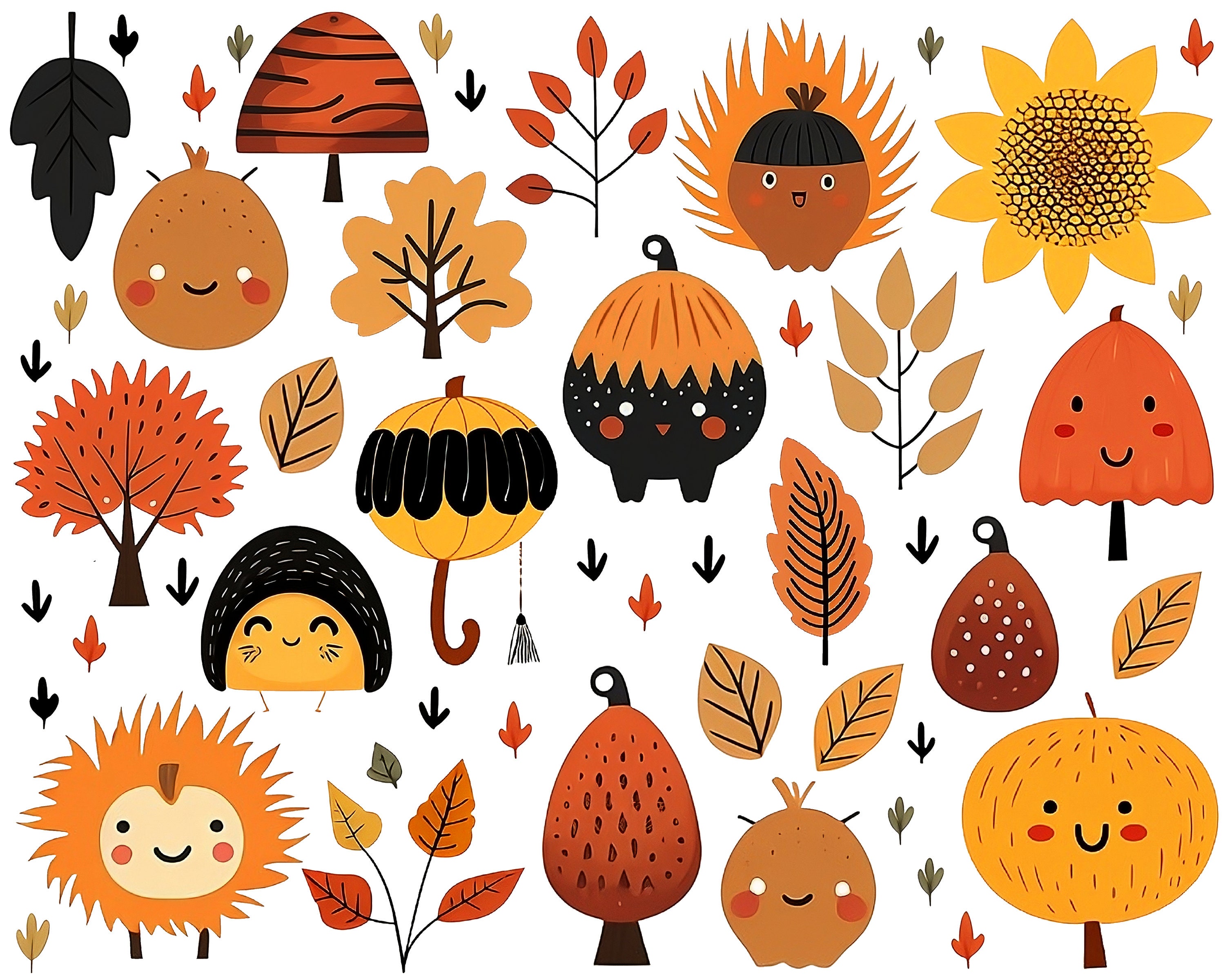 Autumnal Forest Critters Clip Art PNG Bundle Printable - Etsy