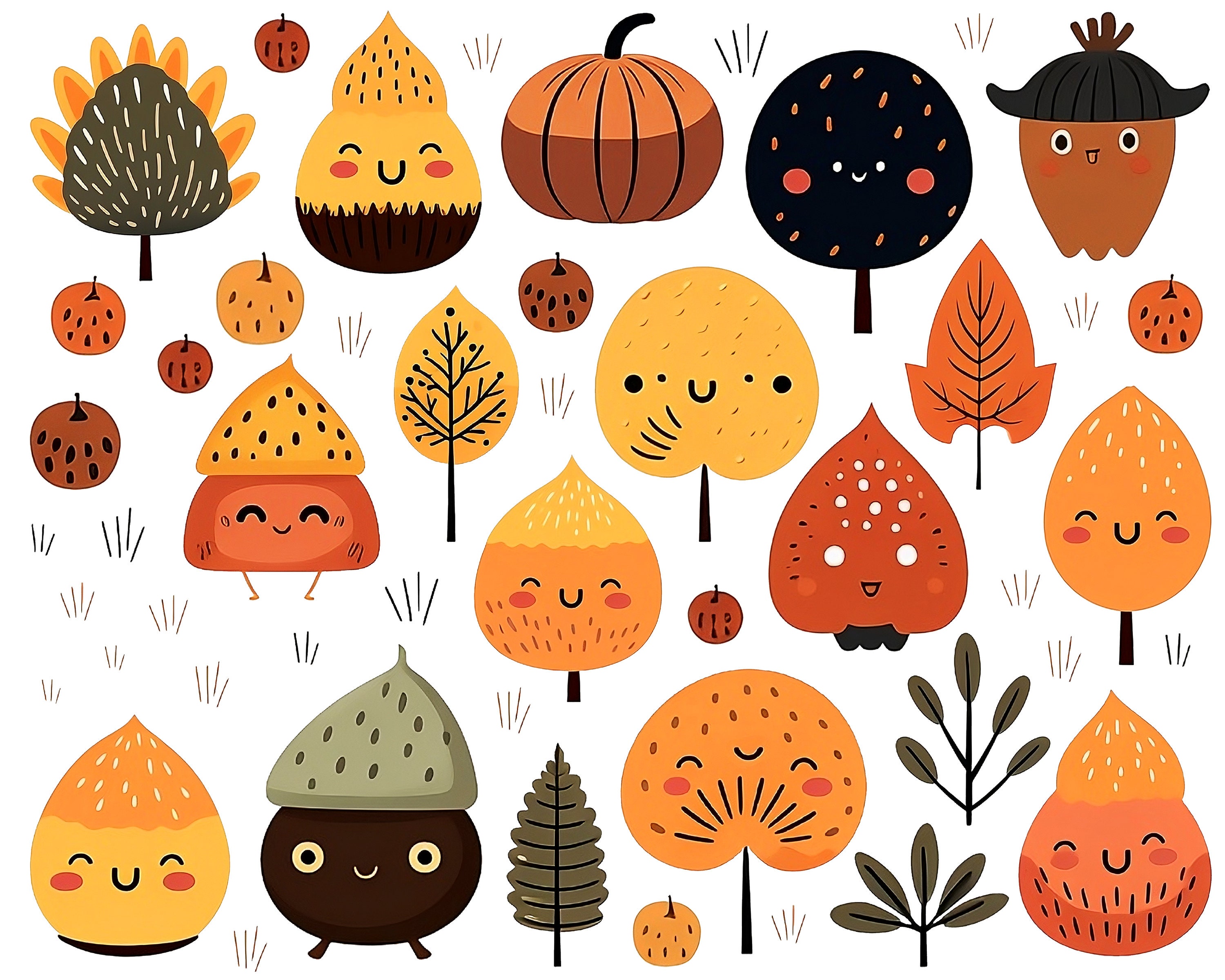 Autumnal Forest Critters Clip Art PNG Bundle Printable - Etsy