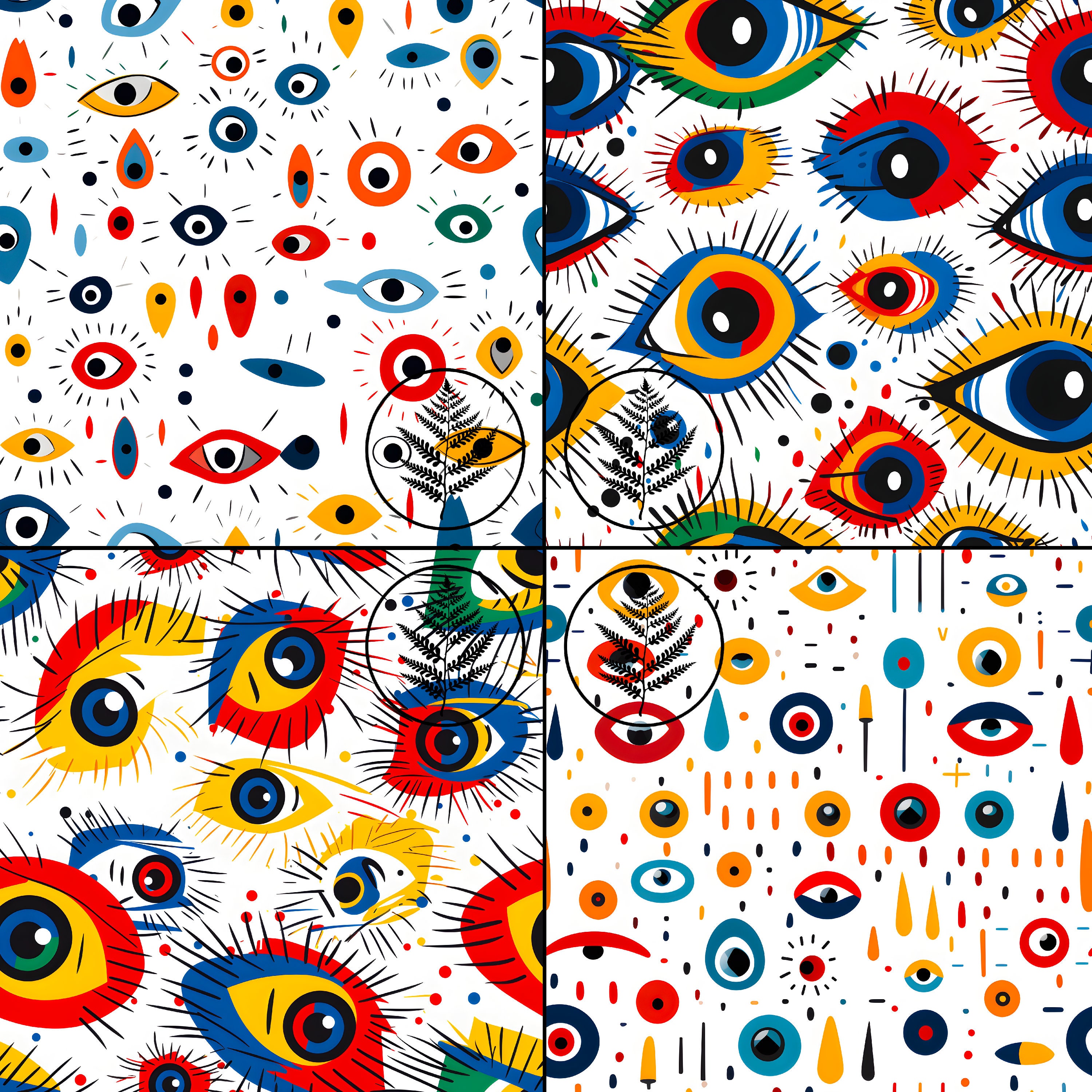 Quirky Eyeballs Seamless Patterns, PNG Bundle, Digital Paper, Scrapbook ...