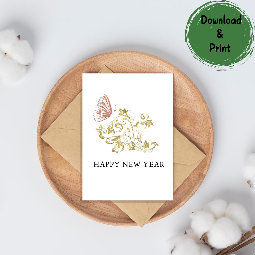 Happy New Year 2025 Card Printable Digital Download, Instant New Year's ...