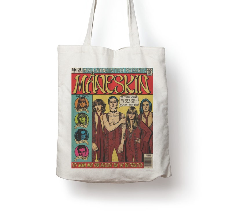 Maneskin Cartoon Magazine Cover Cotton Tote Bag Gift - Etsy Australia