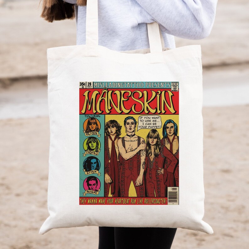 Maneskin Cartoon Magazine Cover Cotton Tote Bag Gift - Etsy Australia