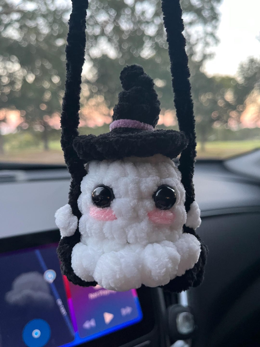 Ghost on a Swing, Snapchat Ghost, Rearview Mirror Hanger, Halloween ...