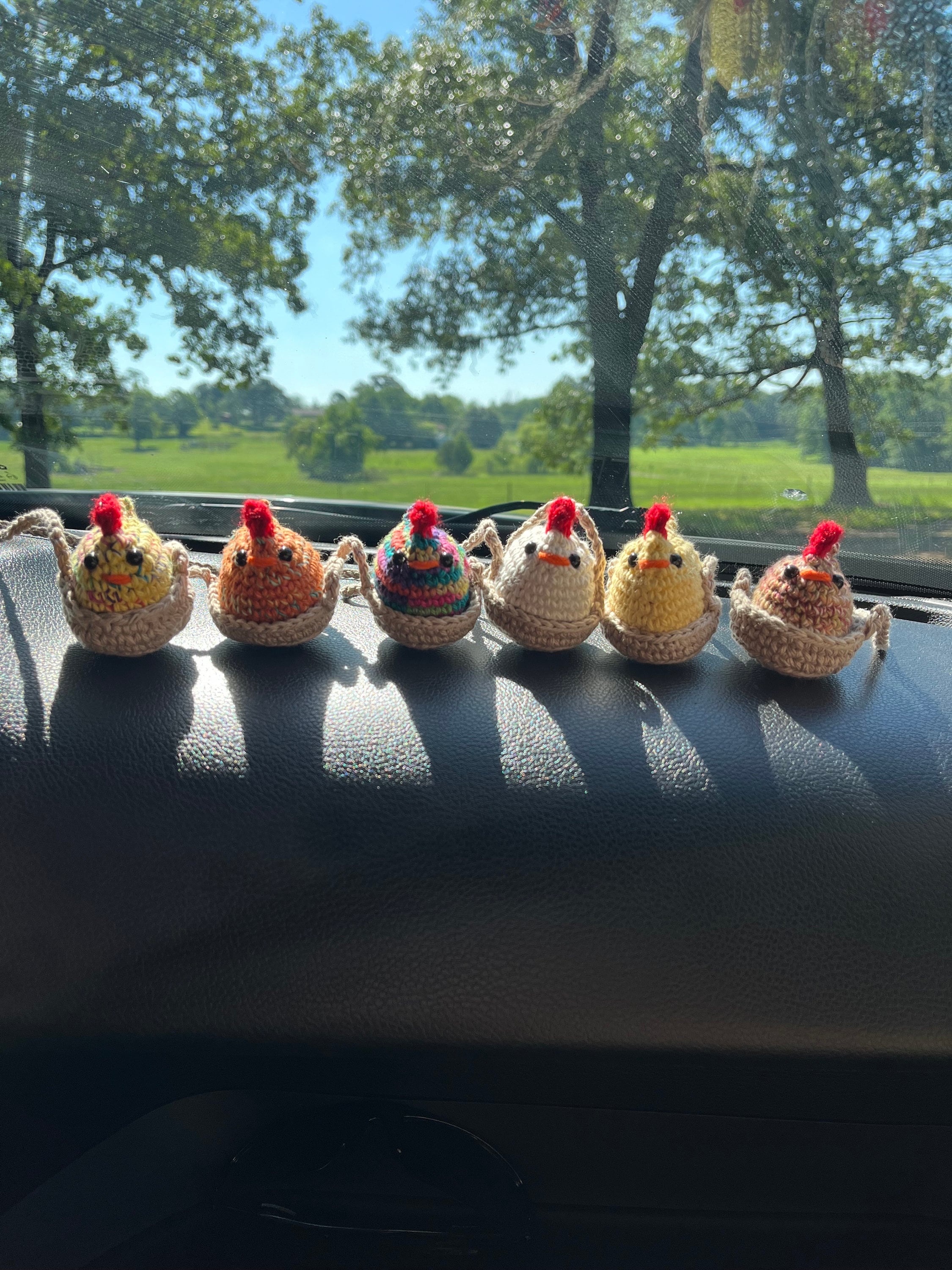 Chicken Mirror Hanger, Crochet Chicken Swing, Crochet Mabel Chicken ...