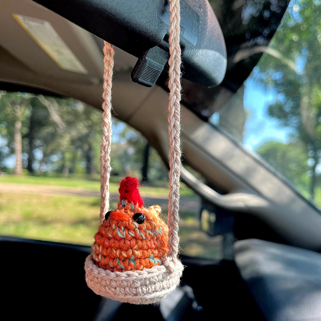 Chicken Mirror Hanger, Crochet Chicken Swing, Crochet Mabel Chicken ...