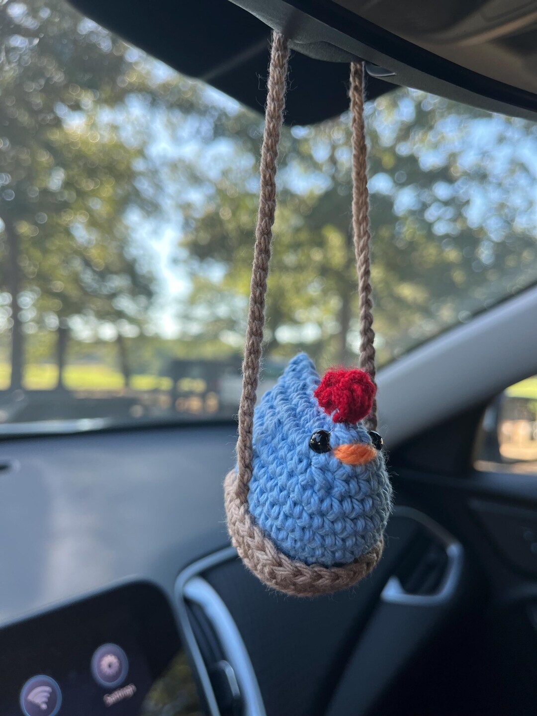 Mini Chicken Mirror Hanger, Crochet Chicken Swing, Crochet Mabel ...