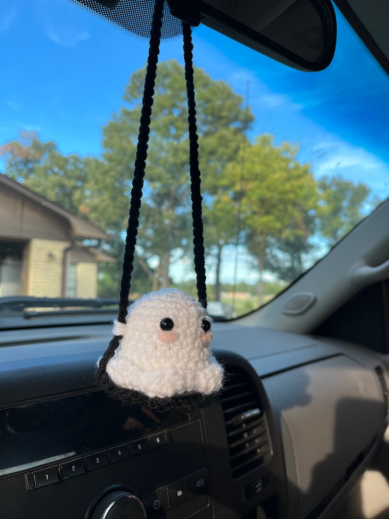 Crochet Ghost Swing Halloween Crochet Ghost Mirror Hanger - Etsy