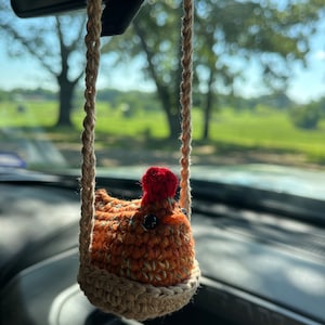 Chicken Mirror Hanger, Crochet Chicken Swing, Crochet Mabel Chicken ...