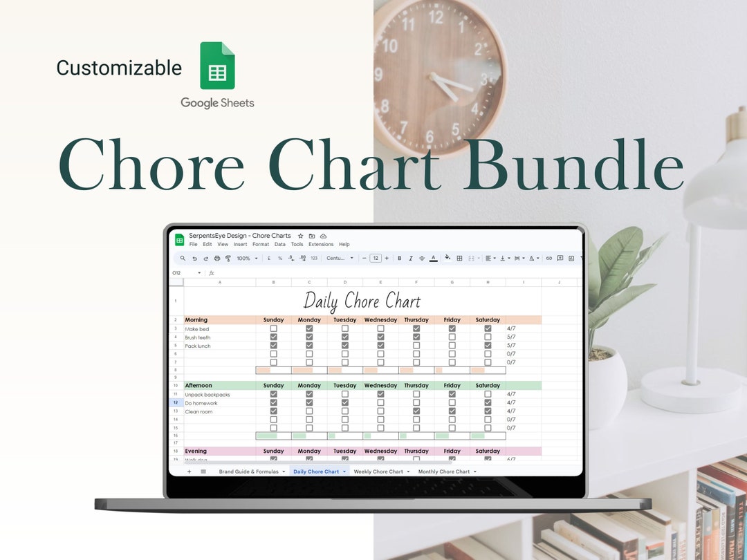 Customizable Chore Chart Bundle Fillable Daily Weekly - Etsy