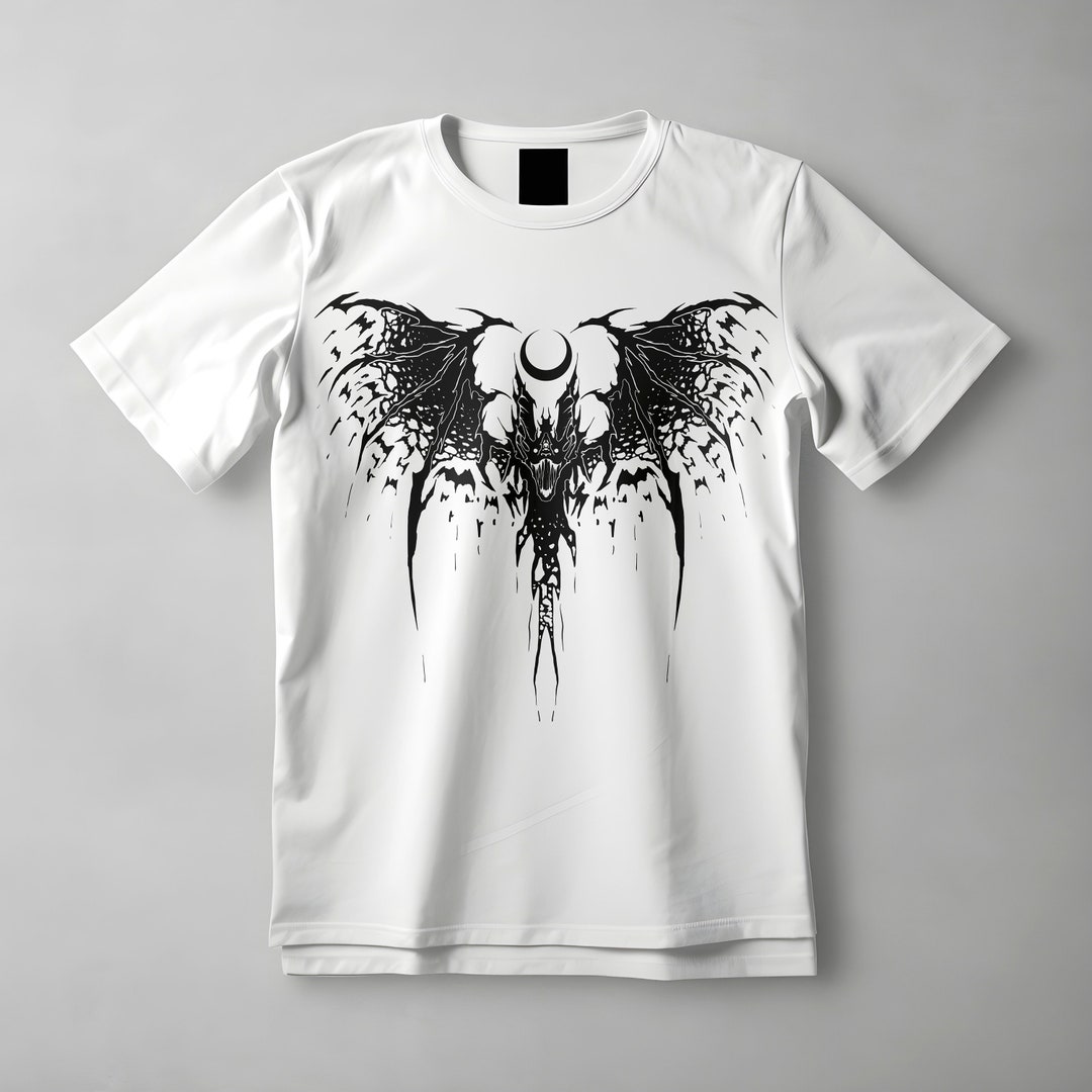 Bat T-shirt White | Gothic Clothes | Dark Academia Aesthetic | Creepy ...