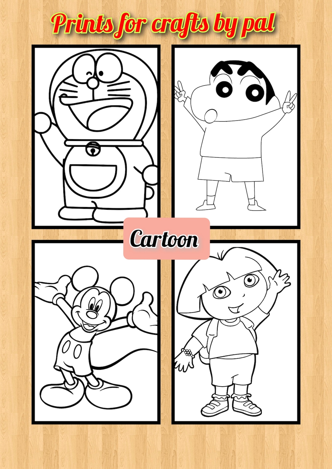 Colouring Pages of 20 Cartoon Character Printable Digital - Etsy