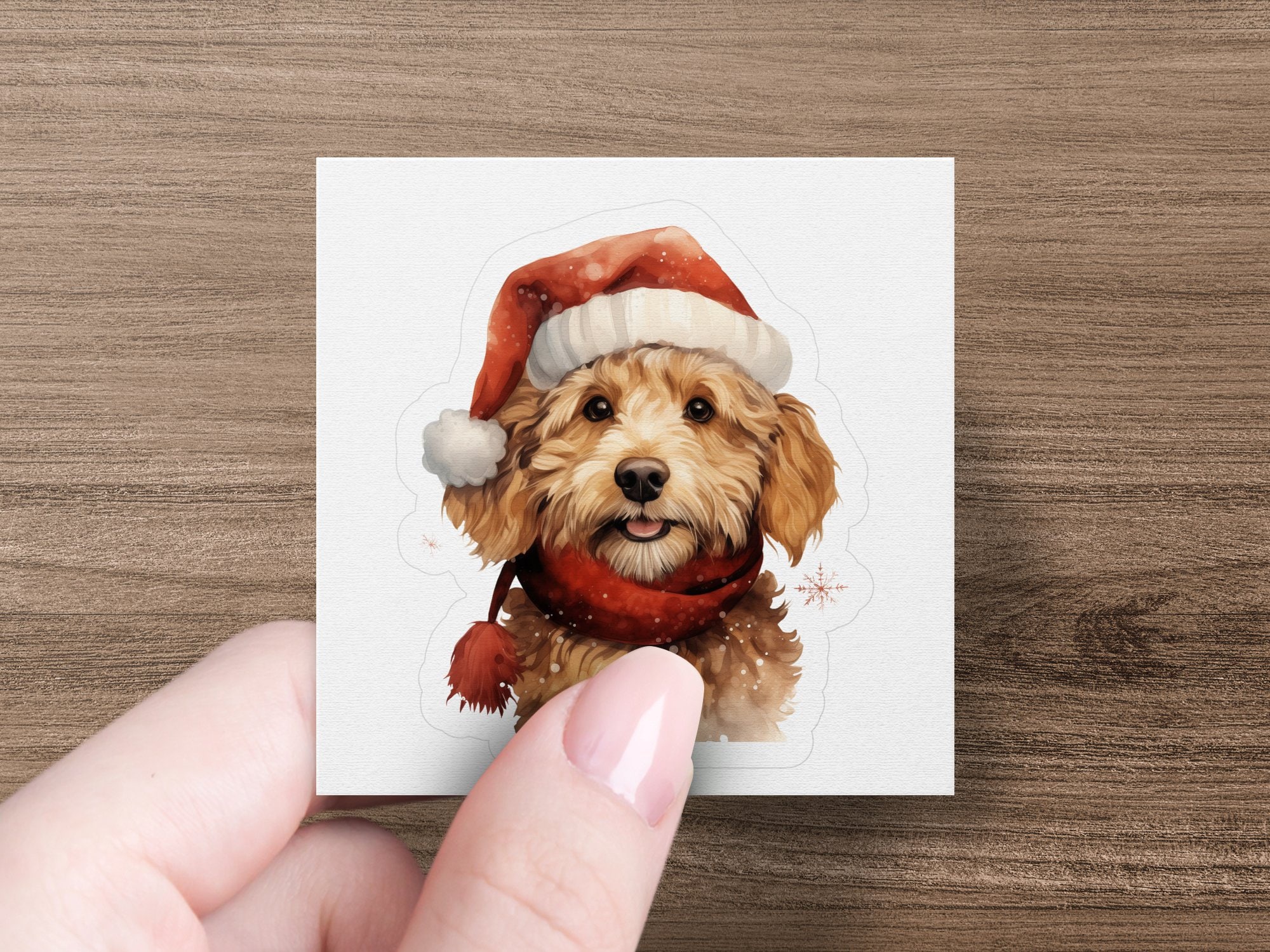 Goldendoodle Gifts Digital Clip Art Festive Pup in Santa Hat Celebrate ...