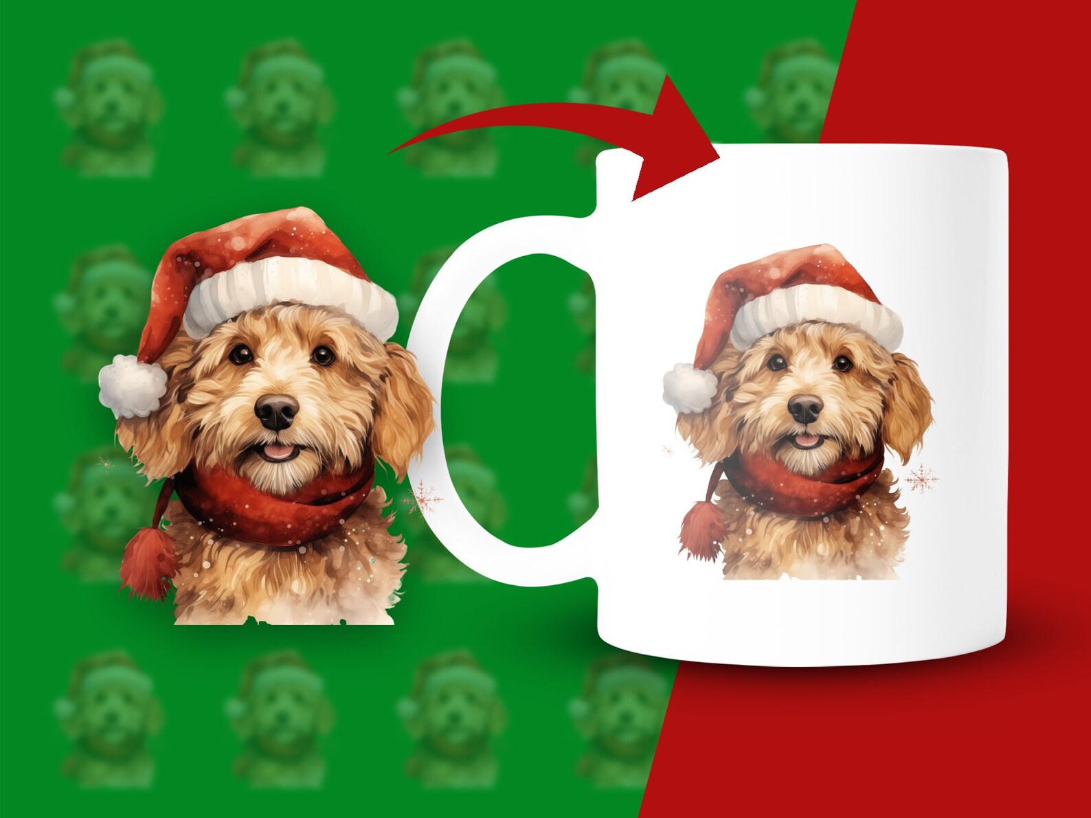 Goldendoodle Gifts Digital Clip Art Festive Pup in Santa Hat Celebrate ...
