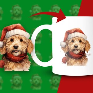 Goldendoodle Gifts Digital Clip Art Festive Pup in Santa Hat Celebrate ...